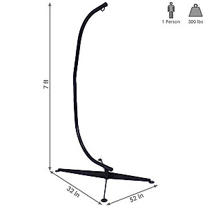Sunnydaze Hammock Chair Stand Only - Metal C-Stand for Hanging Hammock Chair - Indoor or Outdoor Use - Durable 300-Pound Capacity - Black
