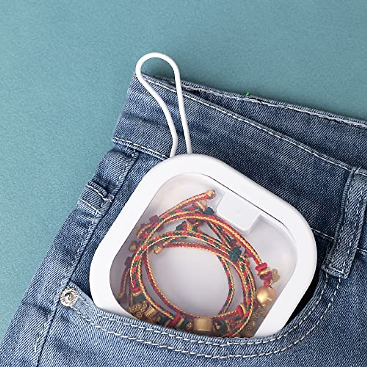 Obsoorth Portable Hair Tie Organizer Hanging Stackable Mini Travel Qtip Organizer Box Case with Clear Lid for Organizing Bandaid Bobby Pin Cotton Swabs Small Items, White