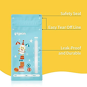 Pigeon Breast Milk Storage Bag, Disposable Self Standing Bag, 5 Colourful Design, 50 Pcs (Pack of 2), 6 Oz