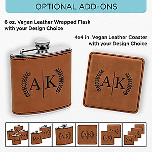 On The Rox Drinks Personalized Whiskey Gifts for Men - 11 oz Engraved Split Monogrammed Whiskey Glass Set of 2 - Customized Cocktail Glass - Bourbon, Scotch, Rocks, Brandy