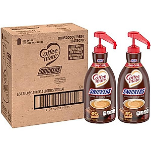 Nestle Coffee mate Coffee Creamer, Snickers, Concentrated Liquid Pump Bottle, Non Dairy, No Refrigeration, 50.7 Fl Oz (Pack of 2)
