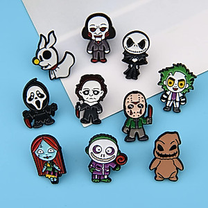 10 Pieces Cartoon Metal Brooch Women Cute Pins Backpacks Brooches for Birthday Gifts BR-B