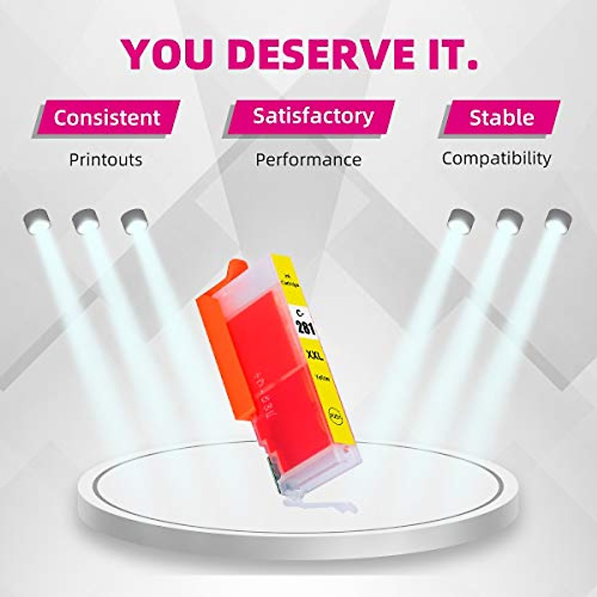 Intactech Compatible CLI-281 XXL Yellow Ink Cartridge Replacement for Canon 281 XXL Yellow CLI-281Y Work with Pixma TS6120 TS8120 TR7520 TR8520 TS9120 TS6220 TS8220 TS9520 TS9521C TS702 Printer
