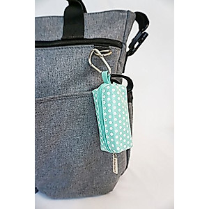 Oh Baby Bags Diaper Bag Clip-On Dispenser with Disposable Bags for Dirty Diapers - Bags Made of Recycled Plastic - Gray Dot Duffle Plus 96 Gray and Seafoam Bags