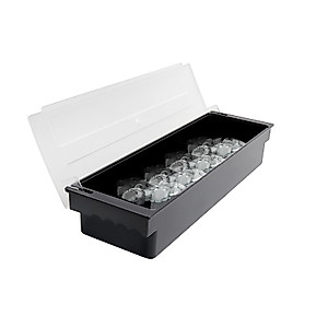 AJinTeby Condiment Caddy with Lid, Ice Chilled 6 Trays Topping Containers of Fruit Veggie, Plastic Storage Food Containers for Bartending and Restaurant Supplies