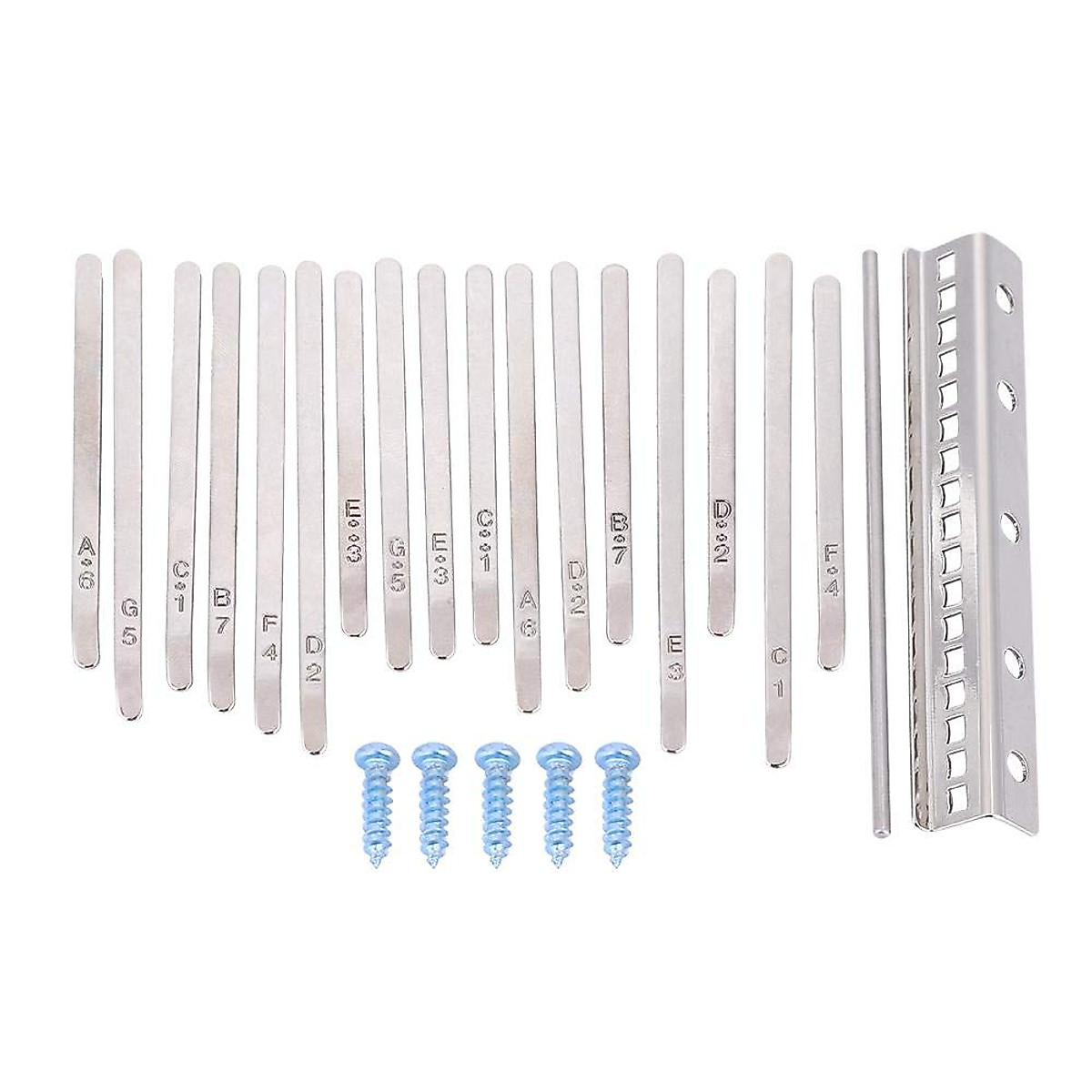 Thumb Piano Keys Set Kit, Bridge Saddle and 17 Stainless Steel Keys for Kalimba Thumb Piano DIY Replacement Parts Keyboard instrument accessories
