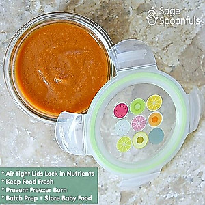 Sage Spoonfuls Glass Baby Food Containers with Lids - 4 Pack, 7 oz Baby Food Jars, Durable, Leakproof & Airtight, Freezer Storage, Reusable Glass Baby Food Containers, Microwave & Dishwasher Safe