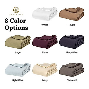 SUPERIOR 100% Cotton Thermal Blanket - All-Season Oversized Throw, Woven Blanket with Herringbone Weave Pattern, Taupe, King Size