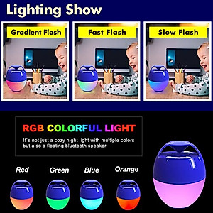 Portable Bluetooth Pool Speaker,Hot Tub Speaker with Colorful Lights,IP68 Waterproof Floating Speaker,360° Surround Stereo Sound,85ft Bluetooth Range,Hands-Free Wireless Speakers for Shower Spa Home