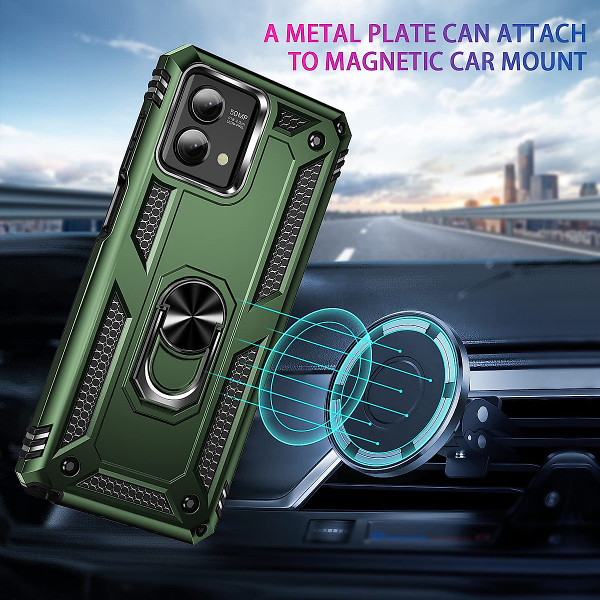 for Moto G Stylus 5G 2023 Case with [2 Packs] Tempered Glass Screen Protector, [Military-Grade] Rugged Full Body Shockproof Phone Cover with Kickstand for Motorola Moto G Stylus 5G 2023, Oliver Green