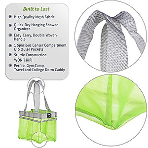 YaeloDesign Shower Caddy Portable Bathroom Mesh Tote Organizer with 7 Storage Compartments Green