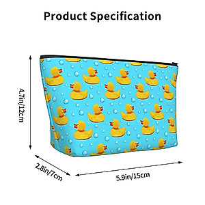 Women's Lightweight Makeup Bag Pouch Compatible with Cute Funny Bubbles Blue Yellow Rubber Ducks, Funny Travel Cosmetic Bag Portable Pencil Bag with Zip for Office College Christmas Gift