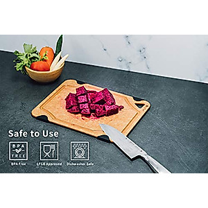 Cutting Board for Kitchen Dishwasher Safe, Toptier, Wood, Fiber , Eco-Friendly, Non-Slip, Juice Grooves, Non-Porous, BPA Free, Small, Silicone, 11.5 x 9.25-inch, Natural Slate