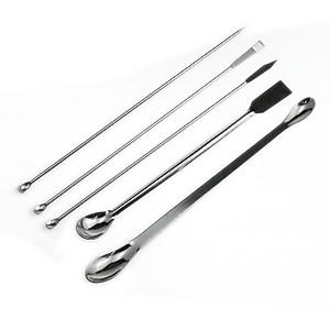 Meuey Lyot 1 Set Stainless Steel Micro Lab Sampling Scoop Spatulas Combination Reagent Spoon Laboratory Supplies (Pack of 5)