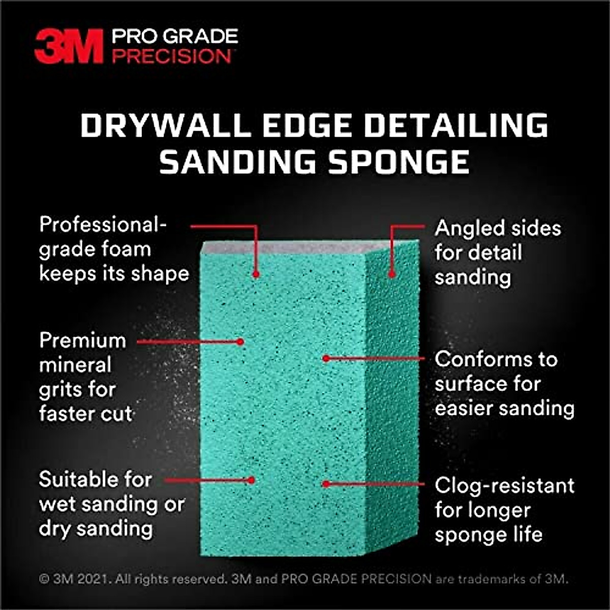 3M 30904FSA Fine Sandblaster Drywall Sanding, 120 Grit, Large Sponge