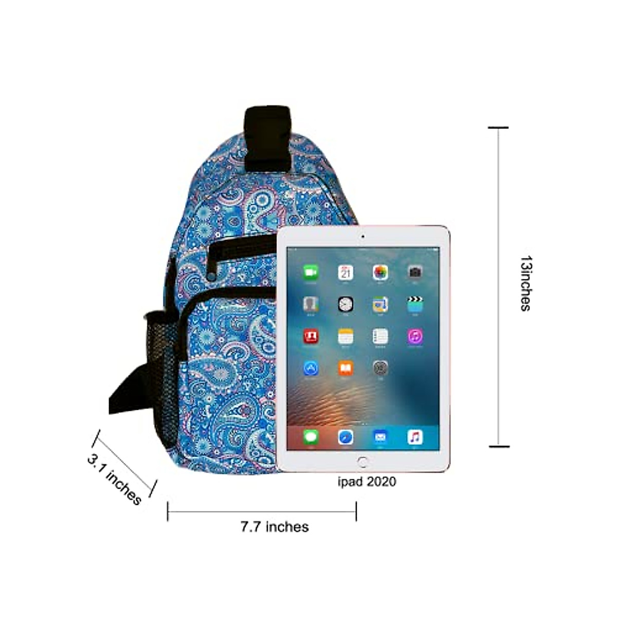 JZPM Sling Backpack, Travel Shoulder Hiking Bag for men women, Cashew nut flower Crossbody Chest Daypack, Blue