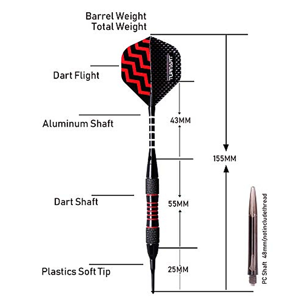 Turnart Darts Plastic Tip - Professional Soft Tip Darts Set for Electronic Dartboard 9 Pcs 18 Grams with 50 Extra Tips 9 Shafts 27 Flights Tool Kit Flight Protectors and Gift Darts Case (Color)