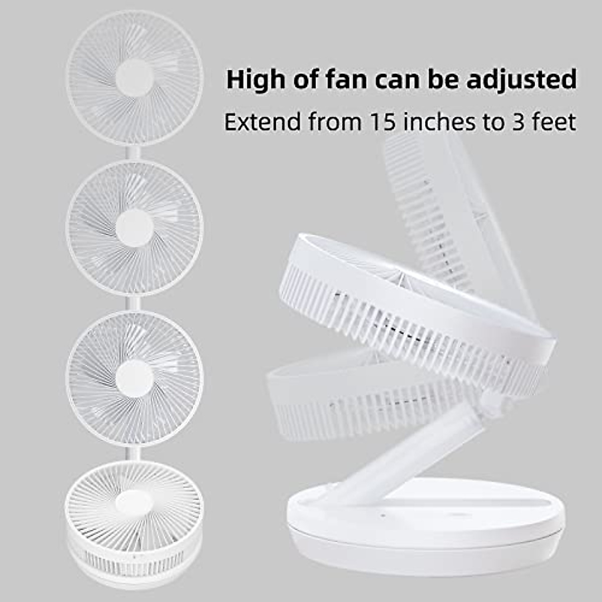 Astaowl Portable Foldable Fan,10800mAh Rechargeable Standing Fan,USB Desk Fan,4 Speed,Battery Operated Fan,Remote Controller,Quiet Telescopic Fan for Office Bedroom Outdoor Travel Camping Fishing
