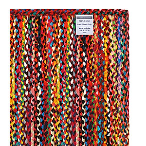 COTTON CRAFT Cotton Chindi Braid Rag Rug - Boho Farmhouse Rustic Area Accent Throw Rug - Handwoven Reversible Natural Recycled Cotton - Living Room Den Study Home Décor Gift - 2' x 3' - Multi Color