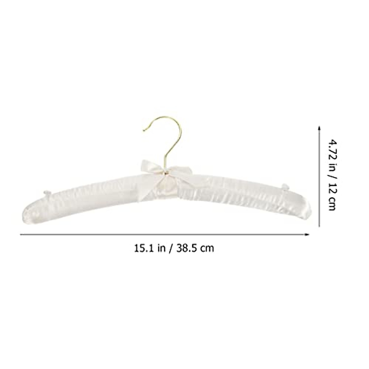 VOSAREA 3pcs Satin Padded Hangers Covered Coat Hangers Wedding Bridal Bride Hanger with Non-Slip Buttons for Strappy Dresses White