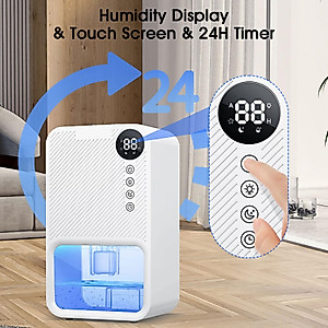 Dehumidifiers for Home with Digital Humidity Display, 37oz Basement Dehumidifier with 7 Colors LED, Auto Shut-Off, Timer & Laundry Dry, Small Dehumidifier for Bedroom, Bathroom, Basement, RV, Office