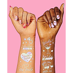 xo, Fetti Cheers Bachelorette Temporary Tattoos - 40 Iridescent Styles | Bachelorette Party Decoration, Bridesmaid Favor + Bride To Be