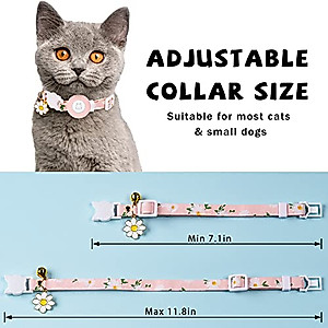 Airtag Cat Collar, JXFUKAL Kitten Collar Breakaway with Silicone Airtag Holder, Bells & Flower Charm for Girl Cats Boy Cats Small Dogs(Pink)