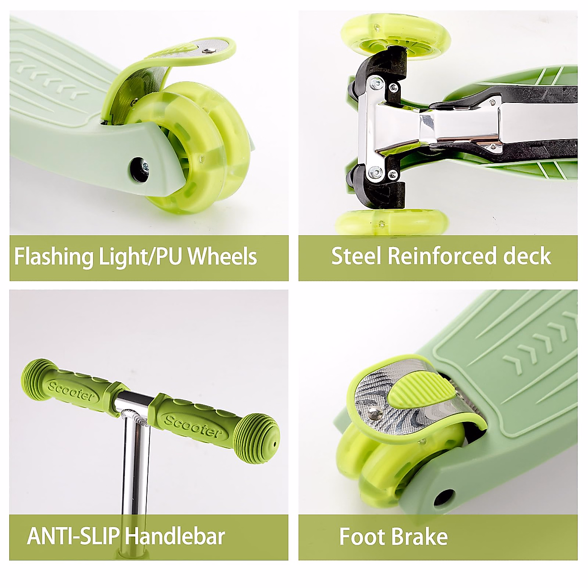 3 Wheel Scooter for Kids Ages 6-12,Kids Scooter with Light Up Wheels, Sturdy Deck Design, and 4 Height Adjustable Suitable for Kids Ages 3-12