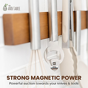 Acacia Wood Stronger Magnetic Knife Holder for Wall (16” x 2” x .78”) - Magnetic Knife Block- Adhesive Knife Magnetic Strip - Easy-to-Install Kitchen Utensil and Holder for Modern Kitchen Knife Holder