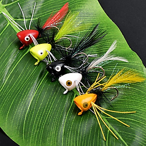 Fly Fishing Flies Fly Popper Panfish Bass Popper Flies Dry Fly Fishing Flies Topwater Bait Fly Fishing Popper for Bass Trout Panfish Crappie Bluegill Sunfish