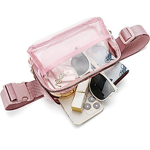 Stadium Approved Clear Water Proof Fanny Pack Waist Bag with Adjustable Strap, Festivals, Hiking, Concerts and Travel - Pink