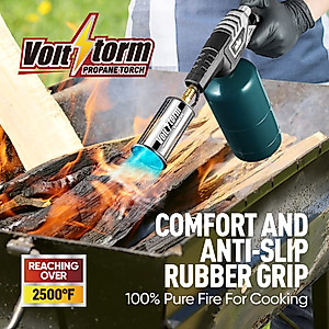 Cooking Torch Kitchen Blow Torch - Grill Gun Propane Torch with 100,000 BTU, Adjustable Flame, Sous Vide Torch, Culinary Torch for Searing steaks, Meat, Food, Lighting Campfires, BBQ