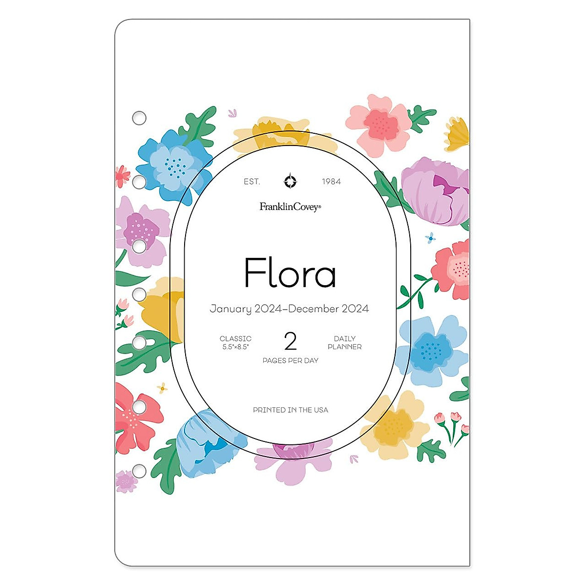 FranklinCovey - Flora Two Page Per Day Ring-Bound Planner (Classic, Jan 2024 - Dec 2024)