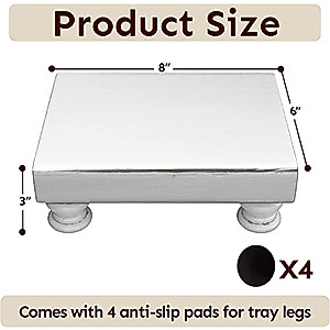 TULIADU Rustic Wood Riser for Kitchen & Bathroom Counter Decor,Farmhouse Wood Pedestal Stand for Decor,Wooden Display Tray for Fragrances, Plant pot decor (White)