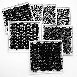 AMSDCN NEW 18pair Fluffy Lashes Mink Hair False Eyelashes 20mm-25mm 3d Lashes Dramatic Long Messy Natural Lashes Makeup Mink Eyelashes (MA03)