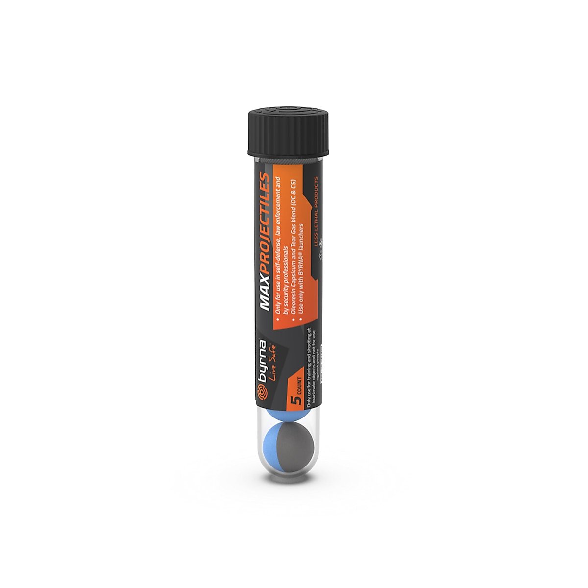 Byrna MAX Projectiles - | Maximum Stopping Power | OC and CS Non Lethal Pepper Spray & Tear Gas Blend Balls - Non Lethal Self Defense Projectile Rounds for Byrna Launchers, 0.68 Caliber (5 Count)