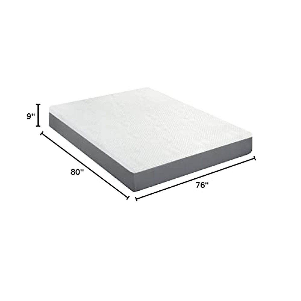 PrimaSleep 9 Inch Gel Infused Superior high-Density Memory Foam Mattress, CertiPUR-US® Certified, Gray, King