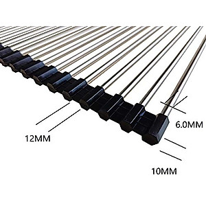 Roll Up Dish Drying Rack Over The Sink Dish Drying Rack Portable Stainless Steel Rolling Rack Kitchen Rolling Dish Drainer Sink Rack Mat Dish Racks for Kitchen Sink Counter (17.7" L x 13" W, Black)