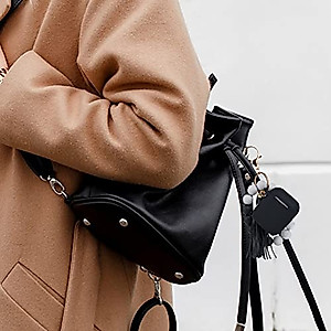 Enbiawit Silicone Airpods Case Cover,Compatible with AirPods 1/2 Case,Silicone Protective Case with Bracelet Keychain(Black)