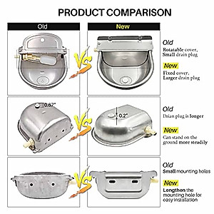 ZHEQOGZH Stainless Steel Automatic Waterer Bowl with Float Valve Upgraded Drain Plug and Braided Hose, Auto Float Water Bowl Dog Water Trough for Livestock Goat Pig Waterer
