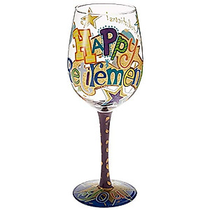 Enesco Lolita Happy Retirement Artisan Painted Wine Glass Gift, Multicolor, 1 Count (Pack of 1)