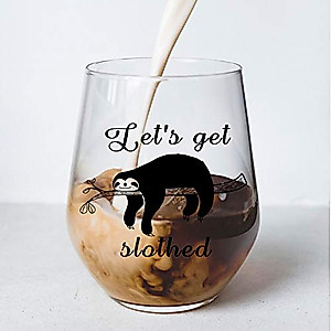 Perfectinsoy Funny sloth Stemless Wine Glass, Cute Funny Sloth Gifts for Women, Christmas Gifts, Happy Valentine Gift, for Boy Friend, Girl Friend, Her His Birthday Anniversar