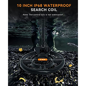 SUNPOW Metal Detector for Adults, Professional Waterproof High Accuracy Metal Detector, 10'' Detection Depth, Pinpoint & Disc & Notch & All Metal & Volume 5 Modes, Strong Anti-Interference-GC-1083