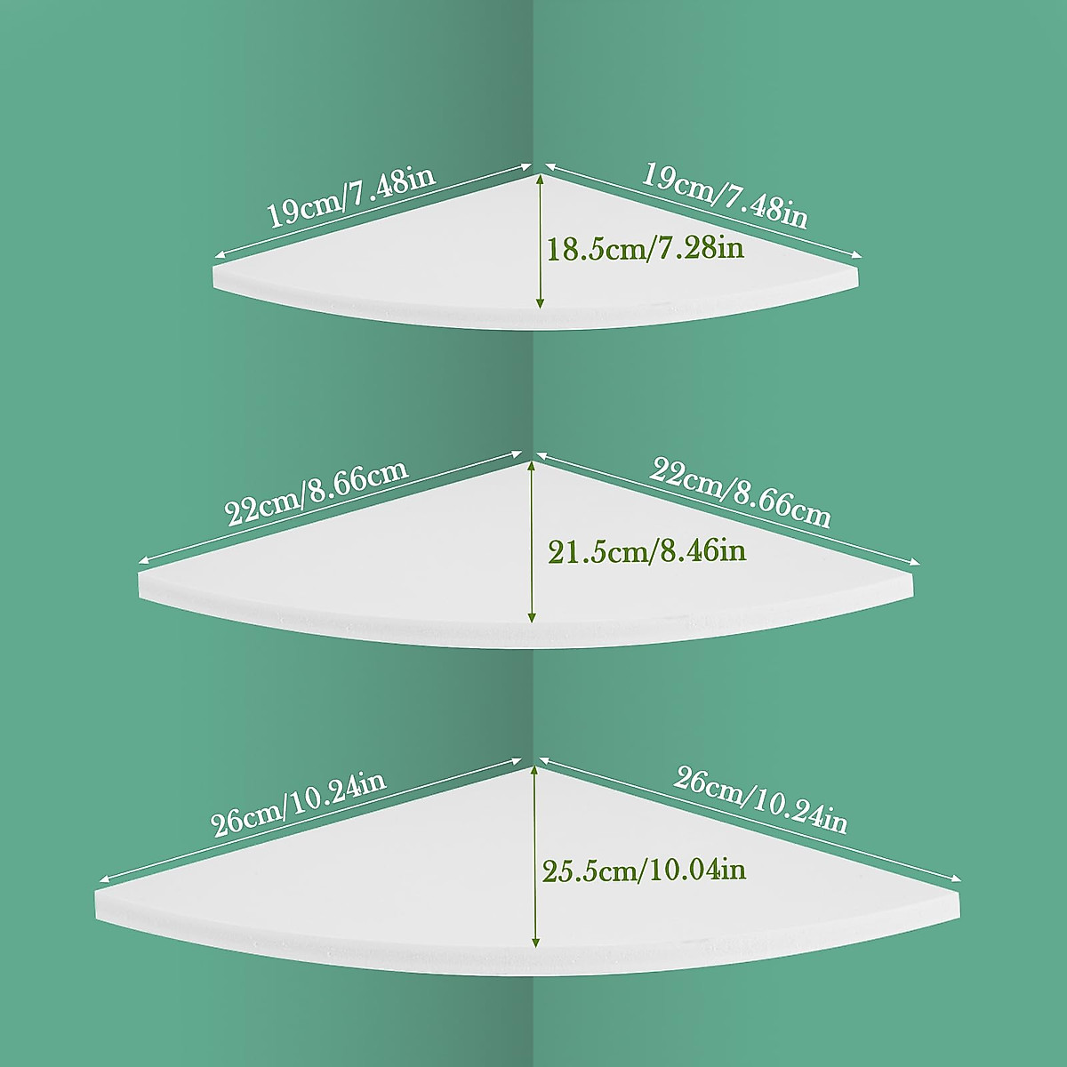 Yuehuam 3 Pack White Corner Floating Shelves Wall Mounted Corner Storage Display Shelving Floating Corner Shelf Rack for Bathroom, Bedroom, Living Room, Kitchen