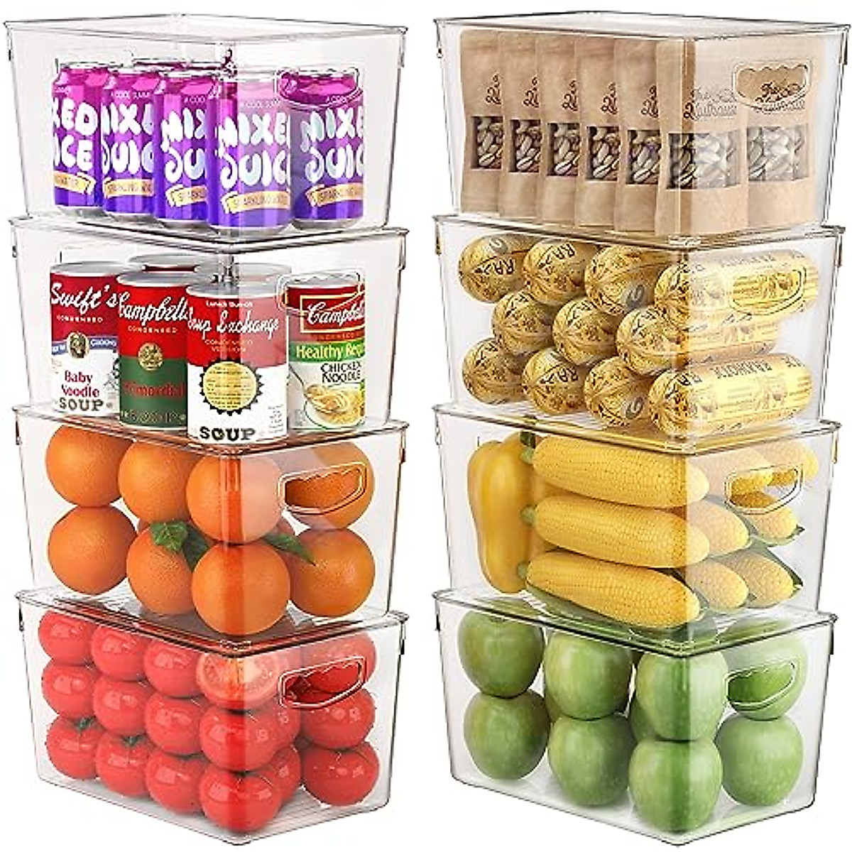 6 Pack Clear Storage Bins with Lids Stackable, Large Plastic Storage Bins with Handle for Pantry Organization and Storage, Perfect Containers for Freezer Organizer, Kitchen, Cabinets, Bathroom