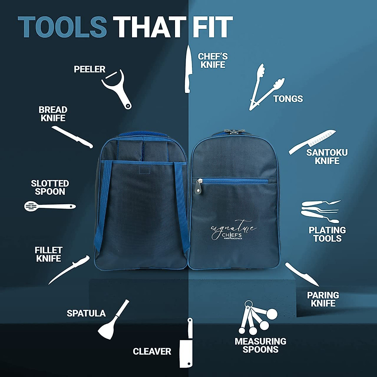 Chef Knife Backpack | Chef Knife Bag | Waterproof Material | Chefs Case with 30+ Pockets for Knives & Utensils | Sturdy Travel Knife Bag | Culinary Gifts For Chefs & Students