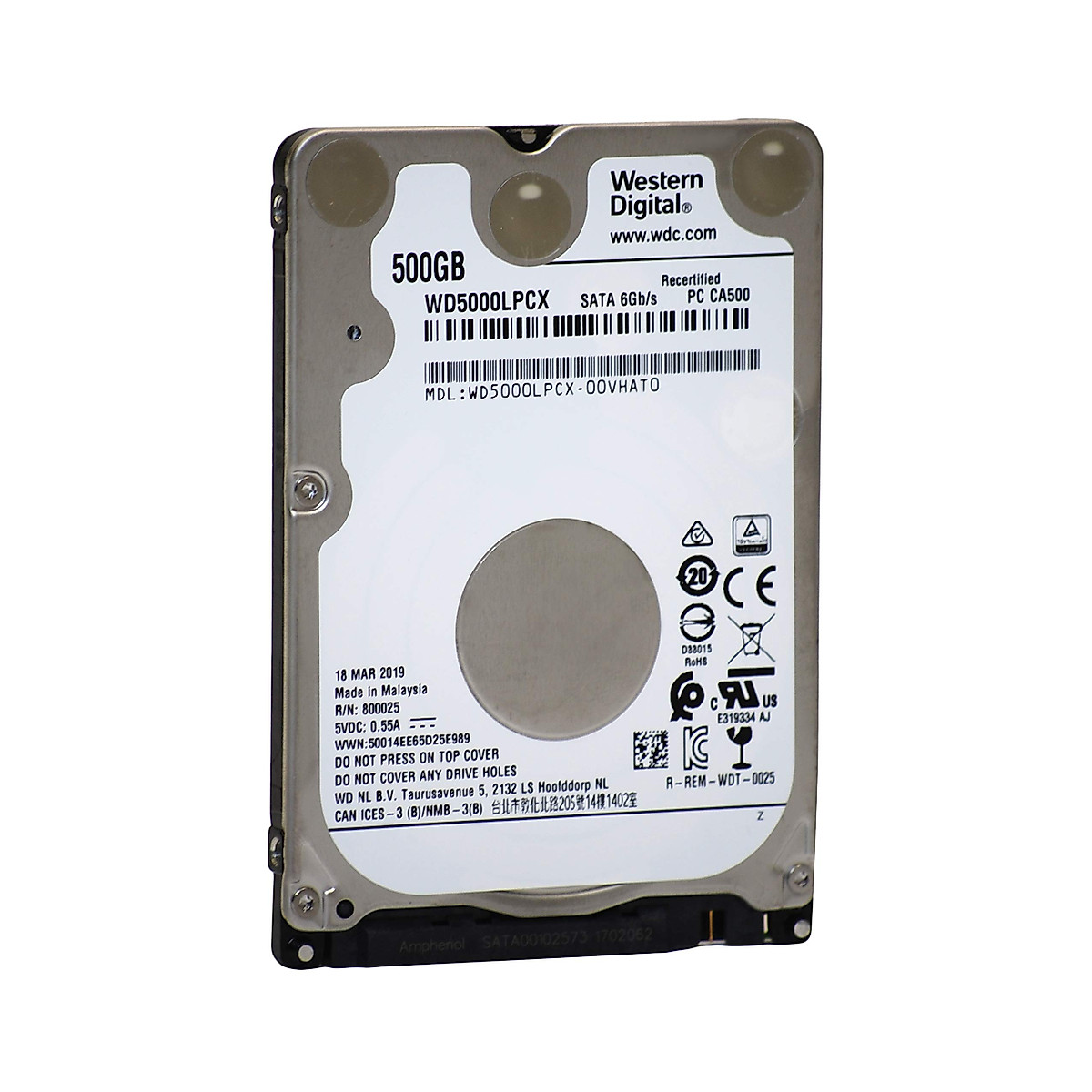 WD Blue 500GB Mobile Hard Disk Drive - 5400 RPM SATA 6 Gb/s 7.0 MM 2.5 Inch - WD5000LPCX (Renewed)