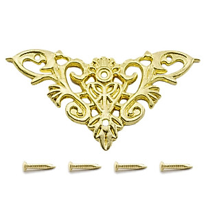 Furniture Decorative Edge Cover Antique Metal Carved Corner Protector for Jewelry Box, Album, Book, Cabinet, Desk etc. 12pcs Gold