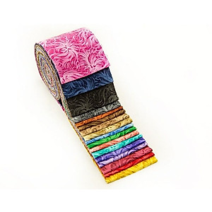17 Pcs Fabric Strips Cute, Beautiful 100% Cotton Fabric Quilting Strips, Width 44 inch Length 2.5 inch, Gift Feathered Jelly Roll pre-Cut, DIY Blanket