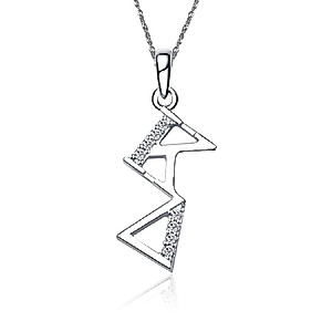 Greek Star Kappa Delta Diagonal Silver Lavalier (KD-P002)